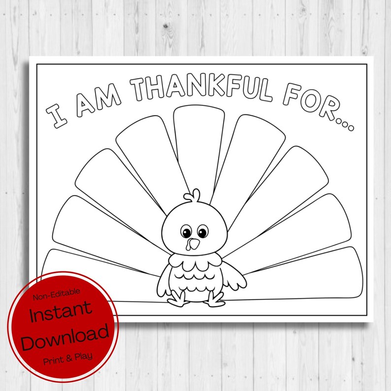 INSTANT DOWNLOAD Thanksgiving Gratitude Coloring Sheet - Friendsgiving ...