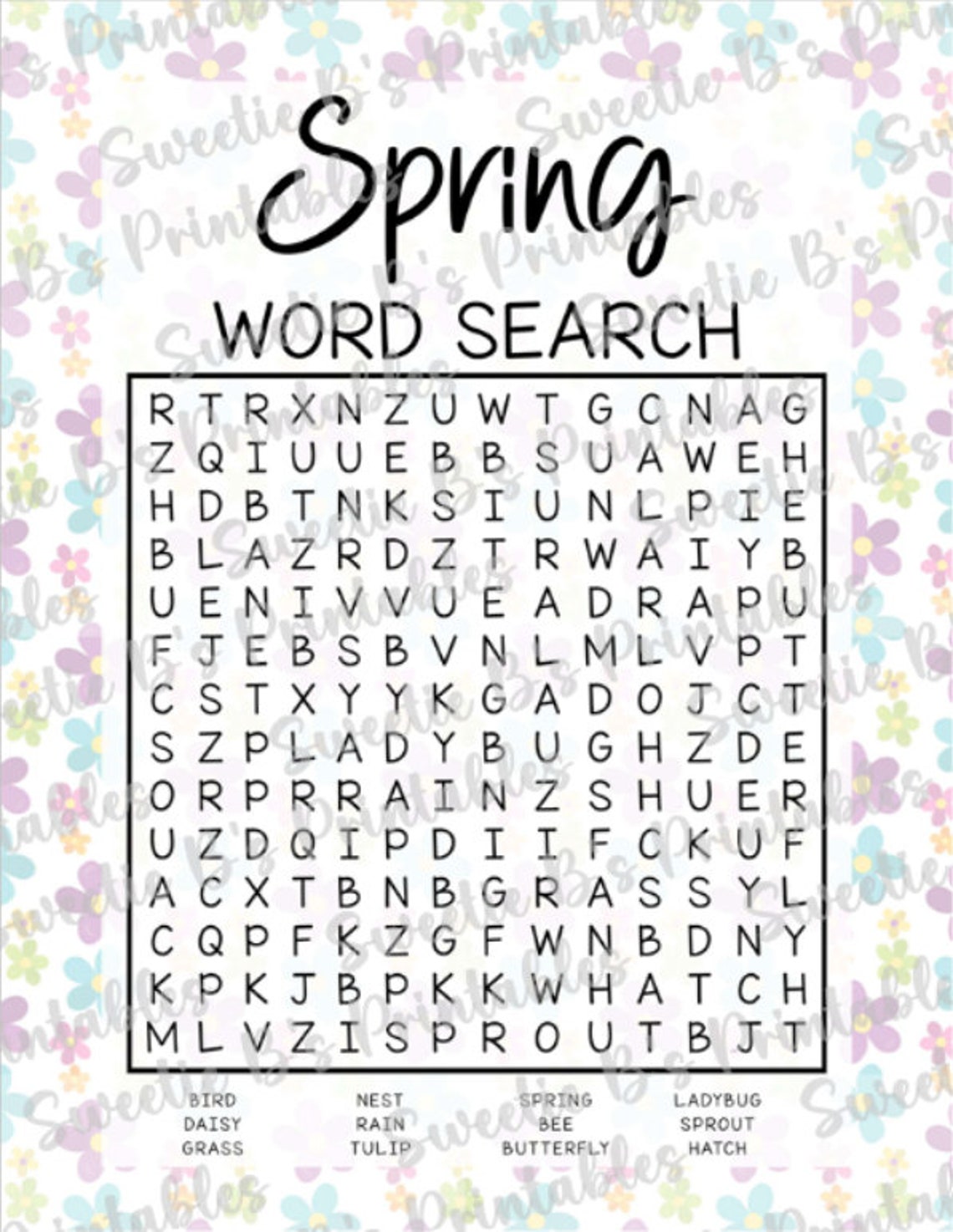 INSTANT DOWNLOAD Spring Word Search Printable - Spring Game Printable ...
