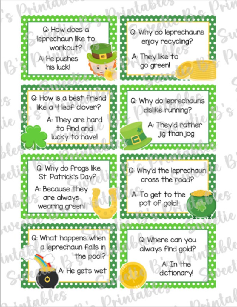 INSTANT DOWNLOAD St Patrick's Day Lunchbox Jokes Printable - St Patrick ...