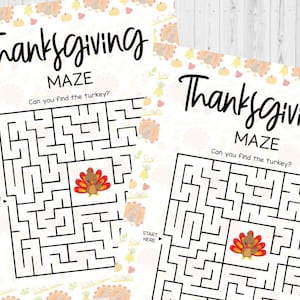 INSTANT DOWNLOAD Thanksgiving Maze Printable - Thanksgiving Game ...