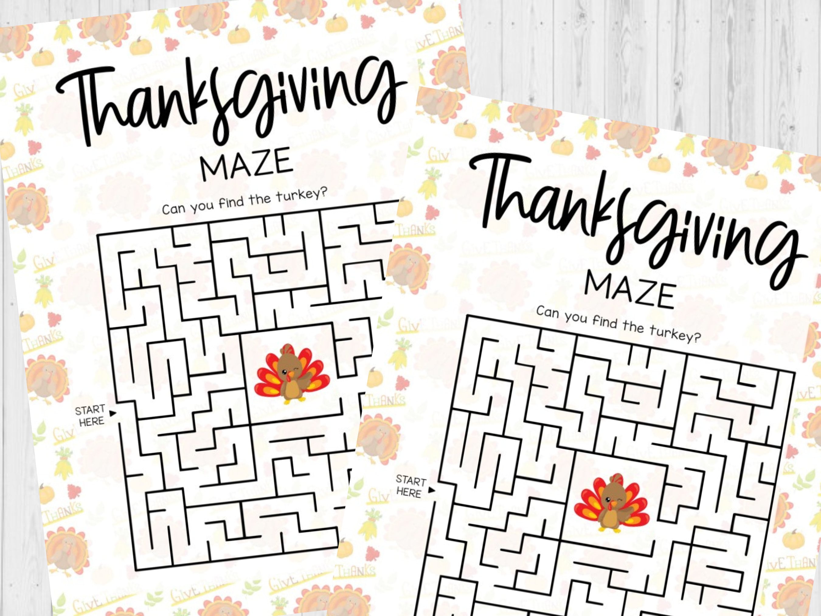 INSTANT DOWNLOAD Thanksgiving Maze Printable Thanksgiving Game ...