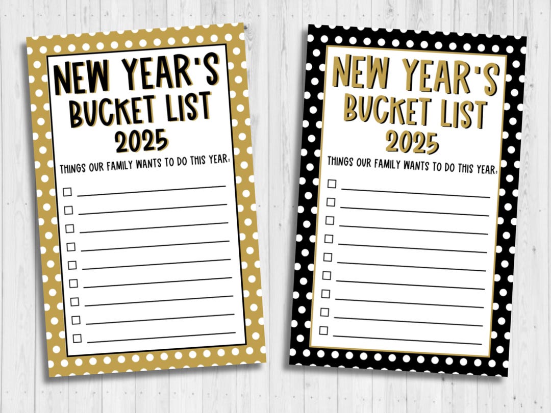 INSTANT DOWNLOAD - New Year Bucket List Printable - 2025 Bucket List ...