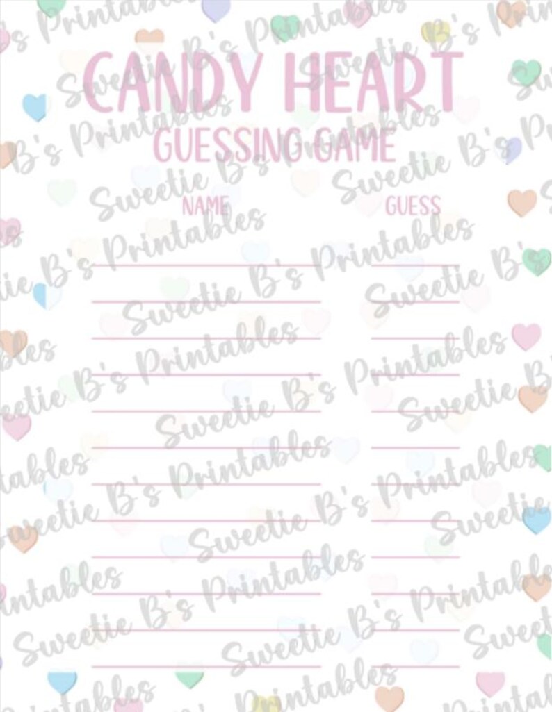 INSTANT DOWNLOAD Guess How Many Candy Hearts Printable - Valentine's ...