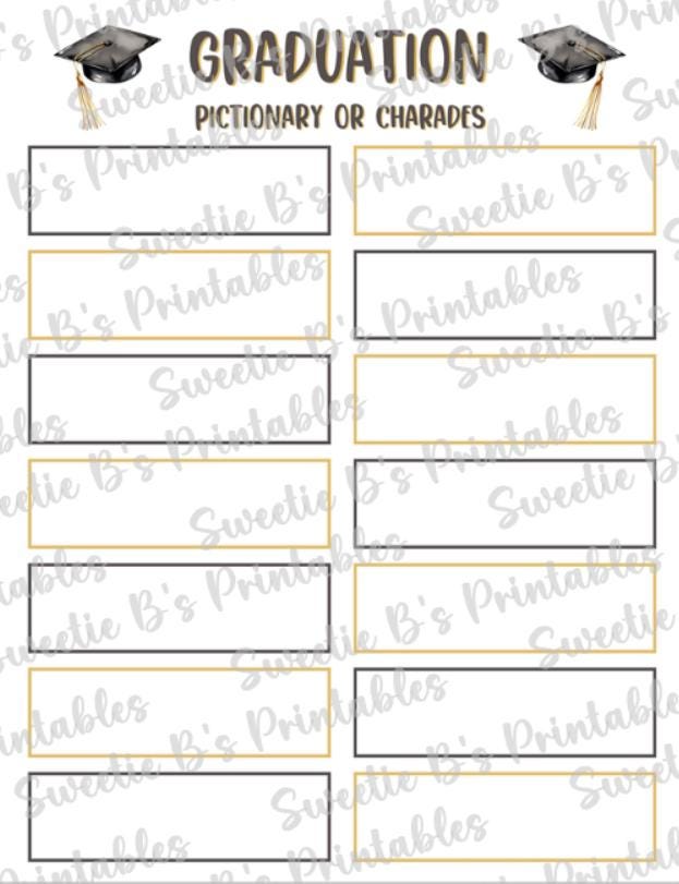 INSTANT DOWNLOAD Graduation Pictionary Game Printable - Graduation ...