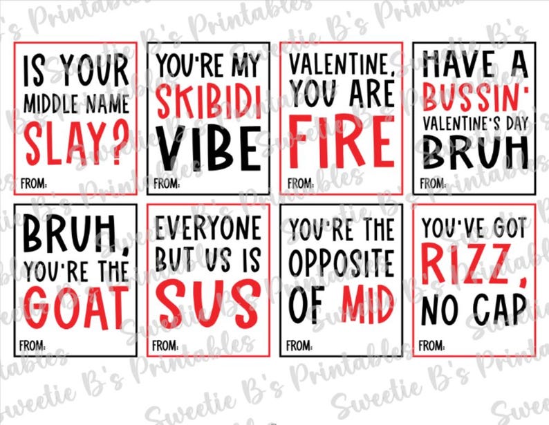 INSTANT DOWNLOAD - Slang Valentine Card Printable - Kids Printable ...