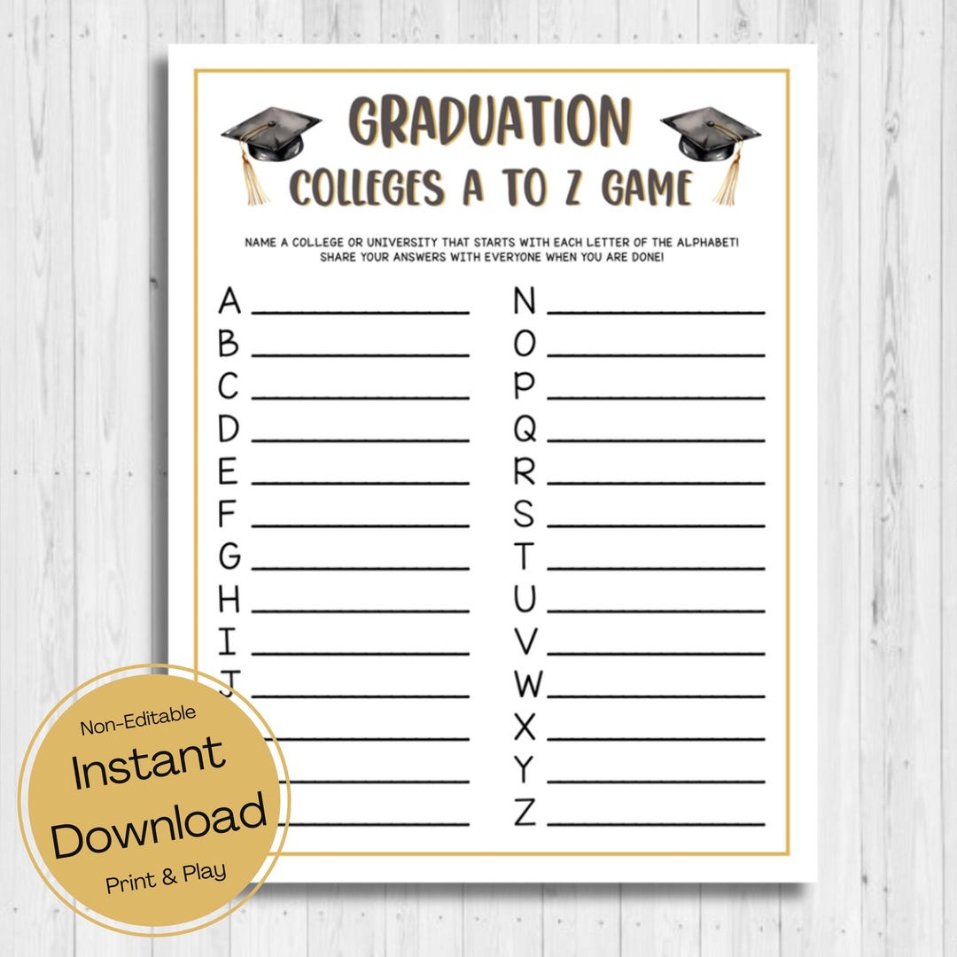 INSTANT DOWNLOAD Graduation A to Z Game Printable - Graduation Game ...