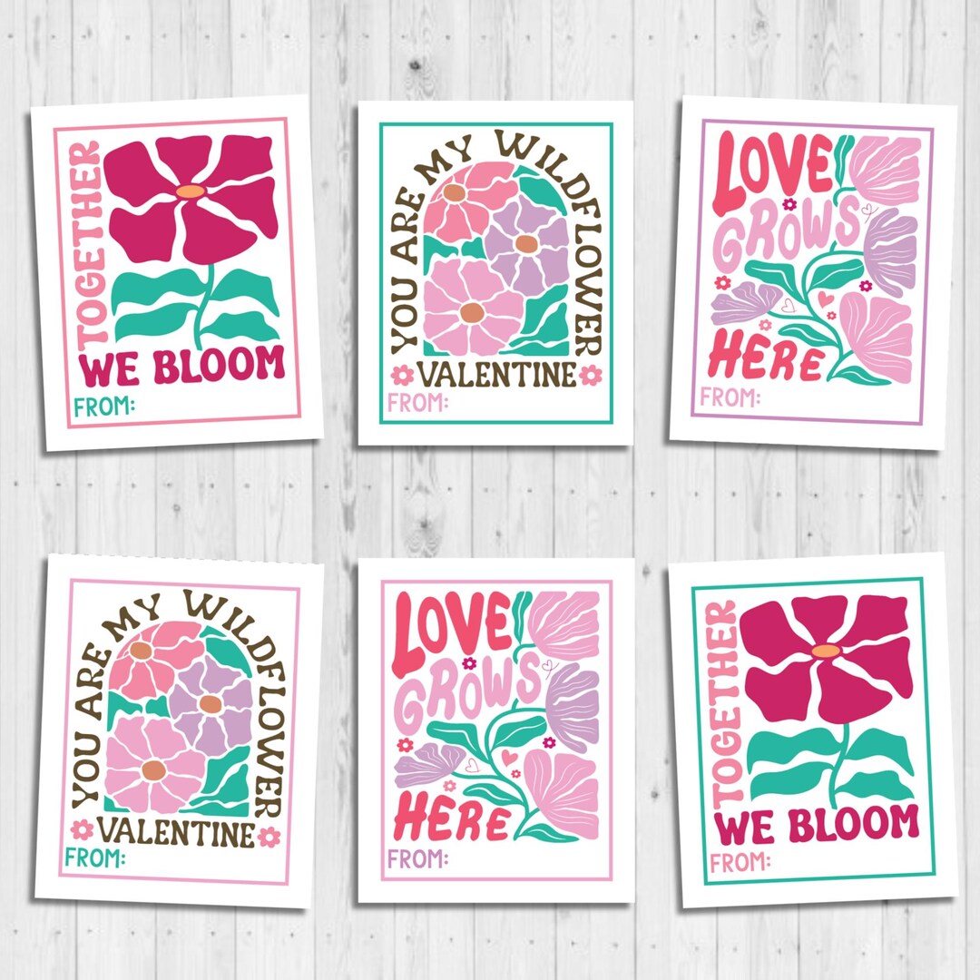 INSTANT DOWNLOAD - Boho Floral Valentine Card Printable - Kids ...