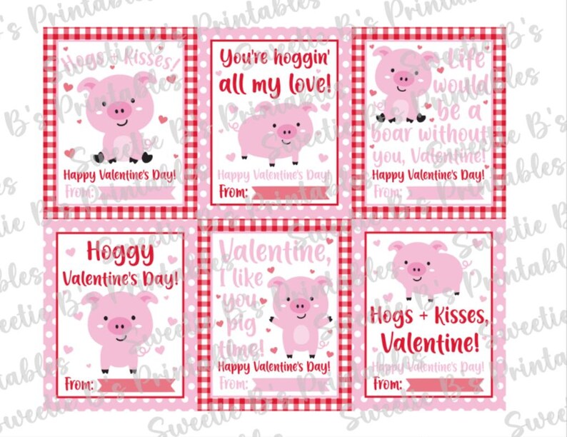 INSTANT DOWNLOAD - Pig Valentine Card Printable - Kids Printable ...