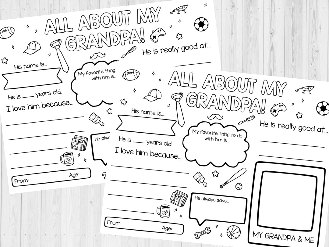 INSTANT DOWNLOAD - All About My Grandpa Printable - Grandparent's Day ...