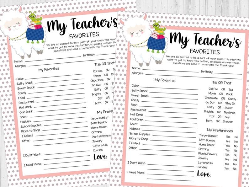 INSTANT DOWNLOAD - Teacher Appreciation Survey Printable - Teacher ...