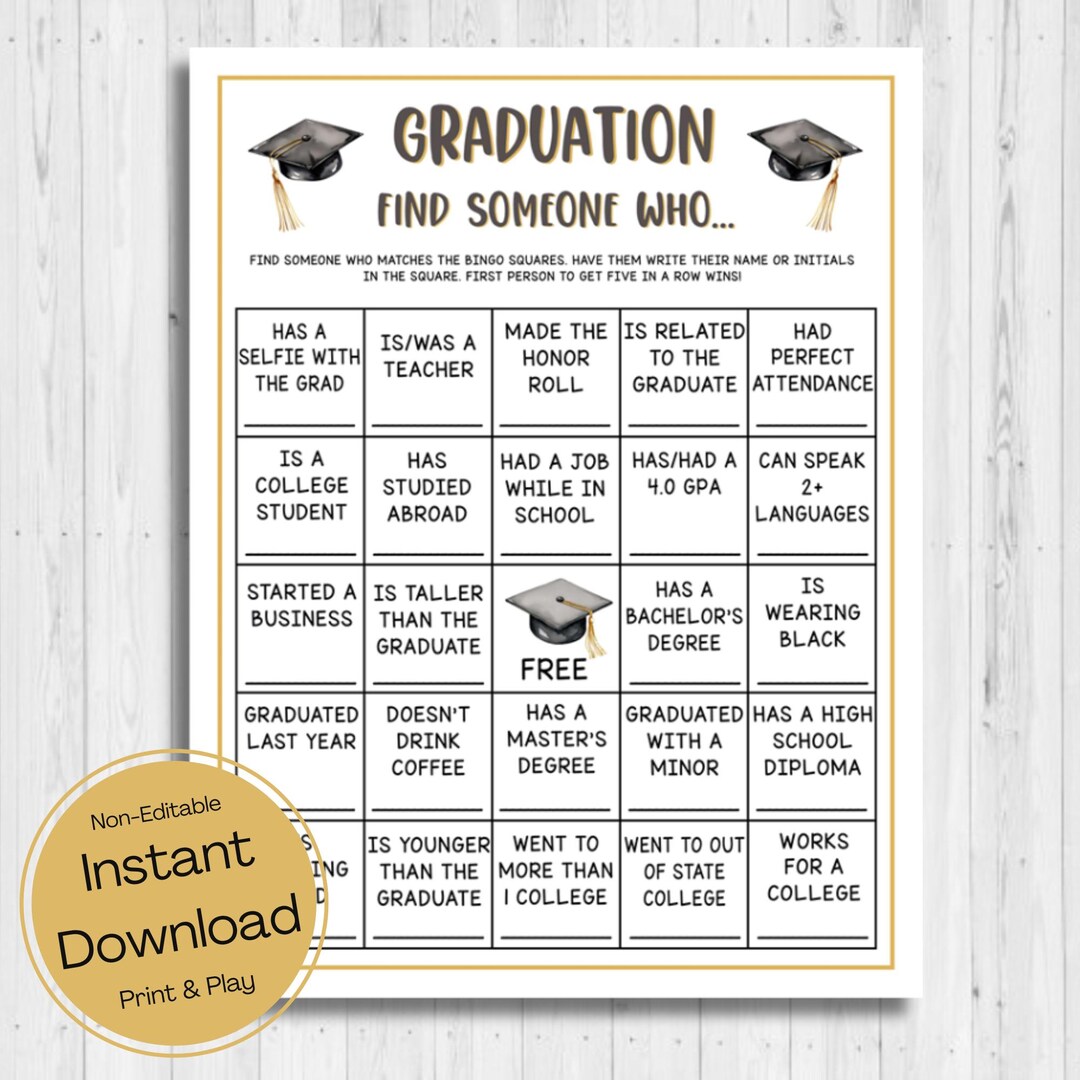 INSTANT DOWNLOAD Graduation Mix & Mingle Bingo Printable - Graduation ...