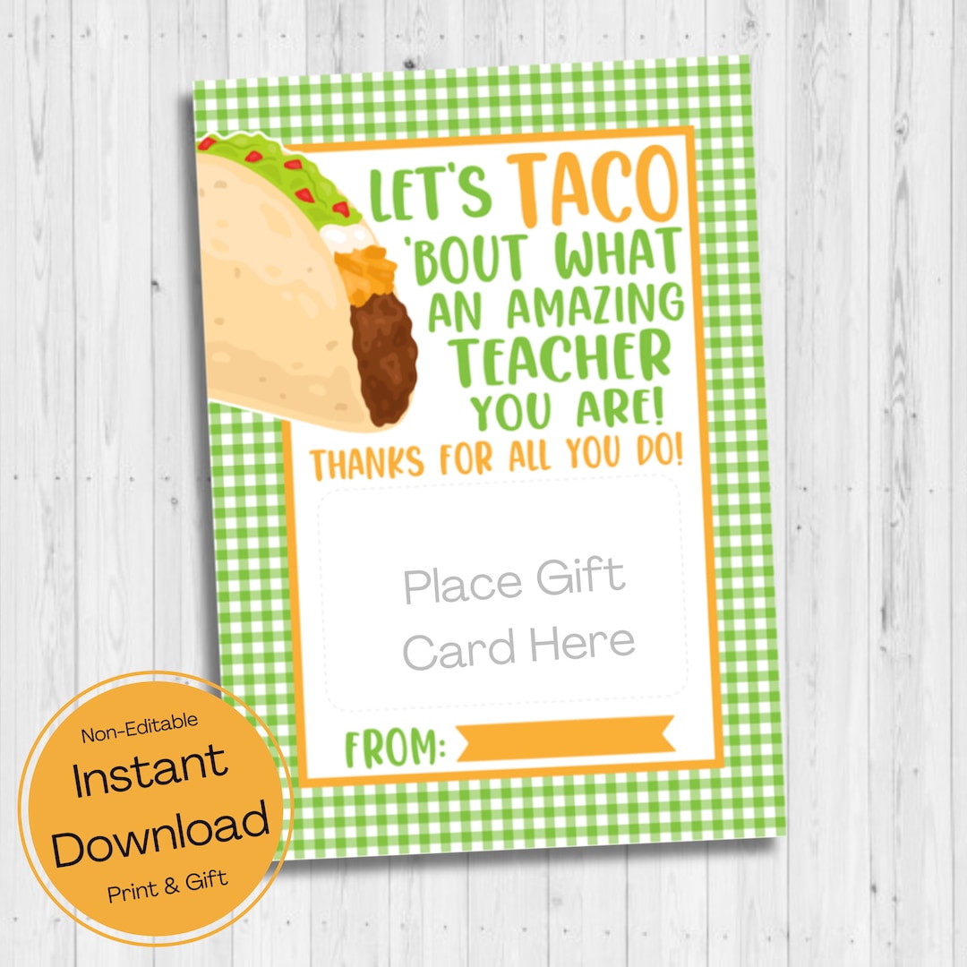 INSTANT DOWNLOAD - 5x7 Teacher Appreciation Gift Card Printable ...
