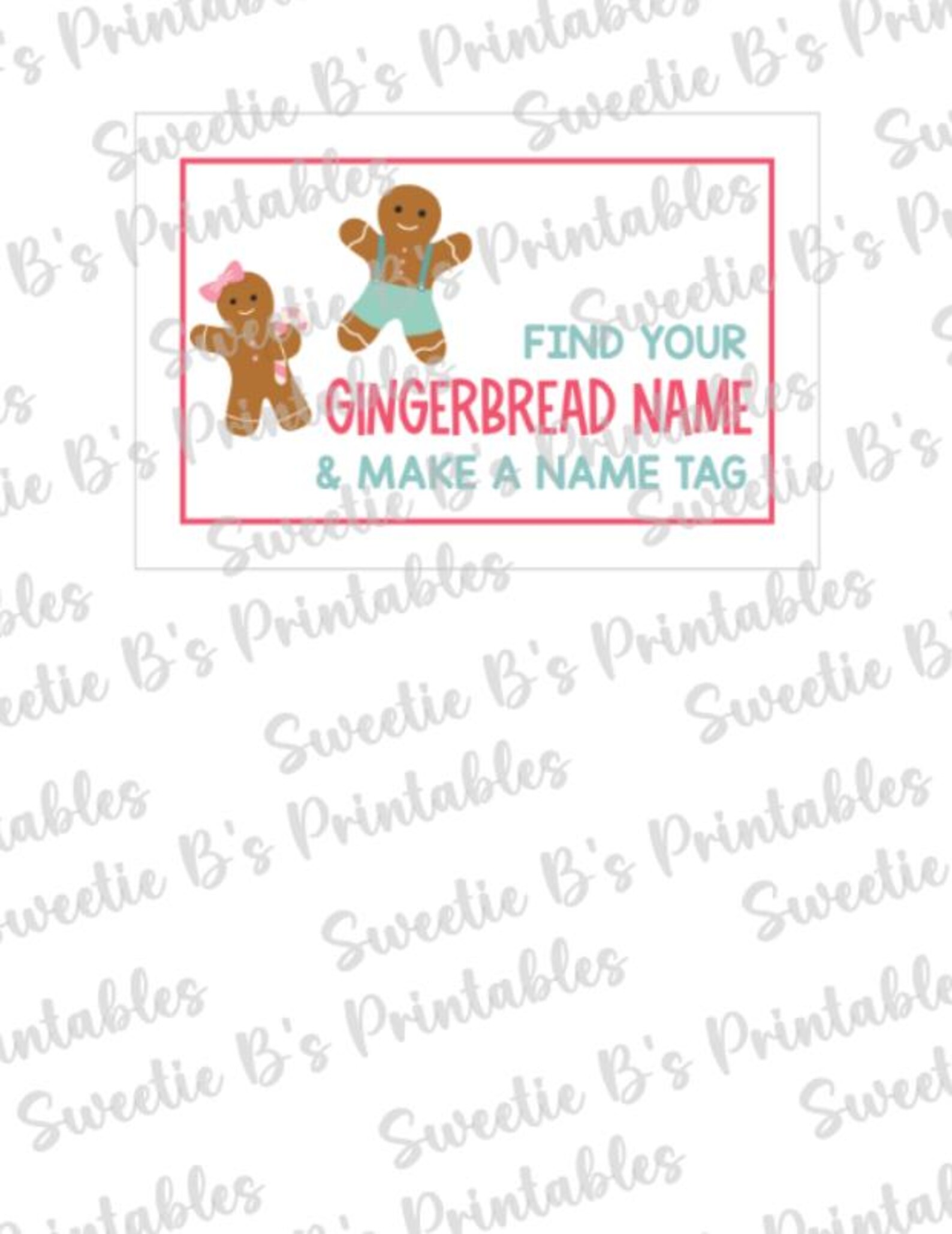 INSTANT DOWNLOAD What's Your Gingerbread Name Printable Holiday Party ...
