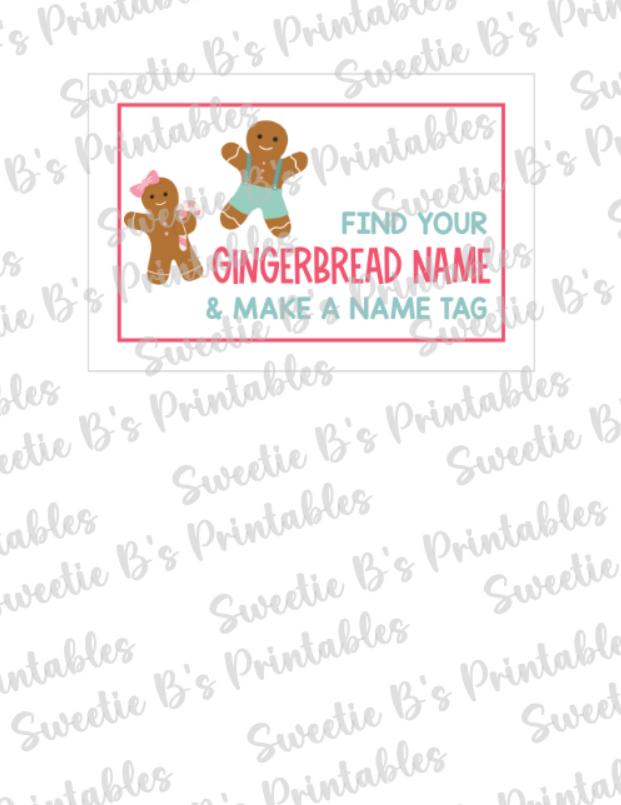 INSTANT DOWNLOAD What's Your Gingerbread Name Printable Holiday Party ...