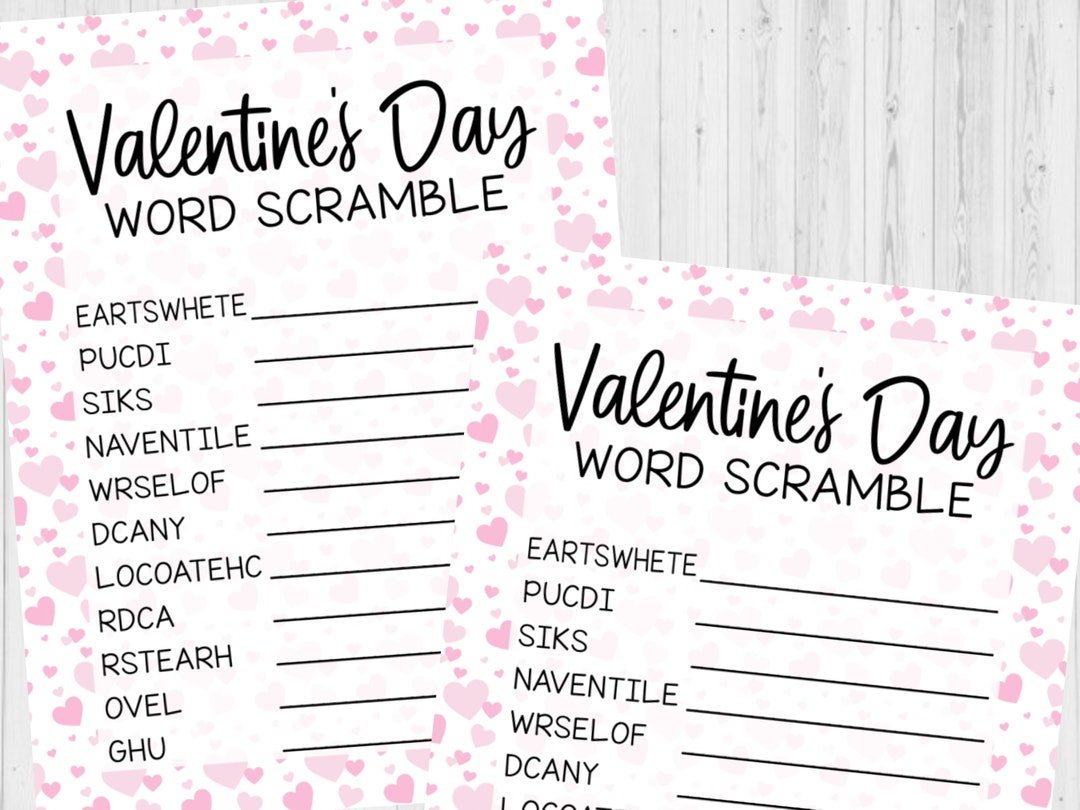 INSTANT DOWNLOAD Valentine's Day Word Scramble Game Printable ...