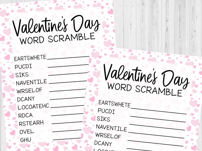 INSTANT DOWNLOAD Valentine's Day Word Scramble Game Printable ...