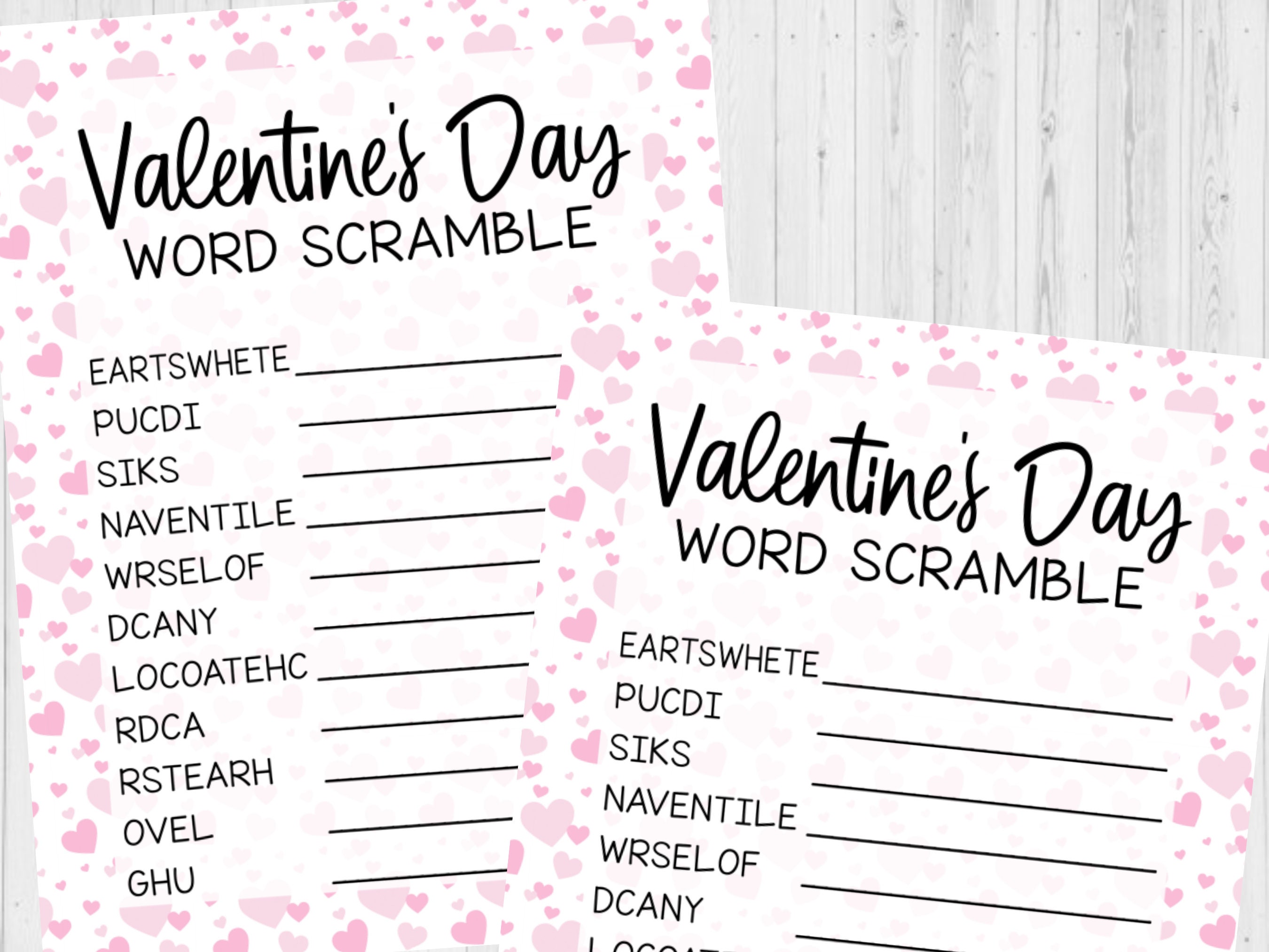 INSTANT DOWNLOAD Valentine's Day Word Scramble Game Printable ...