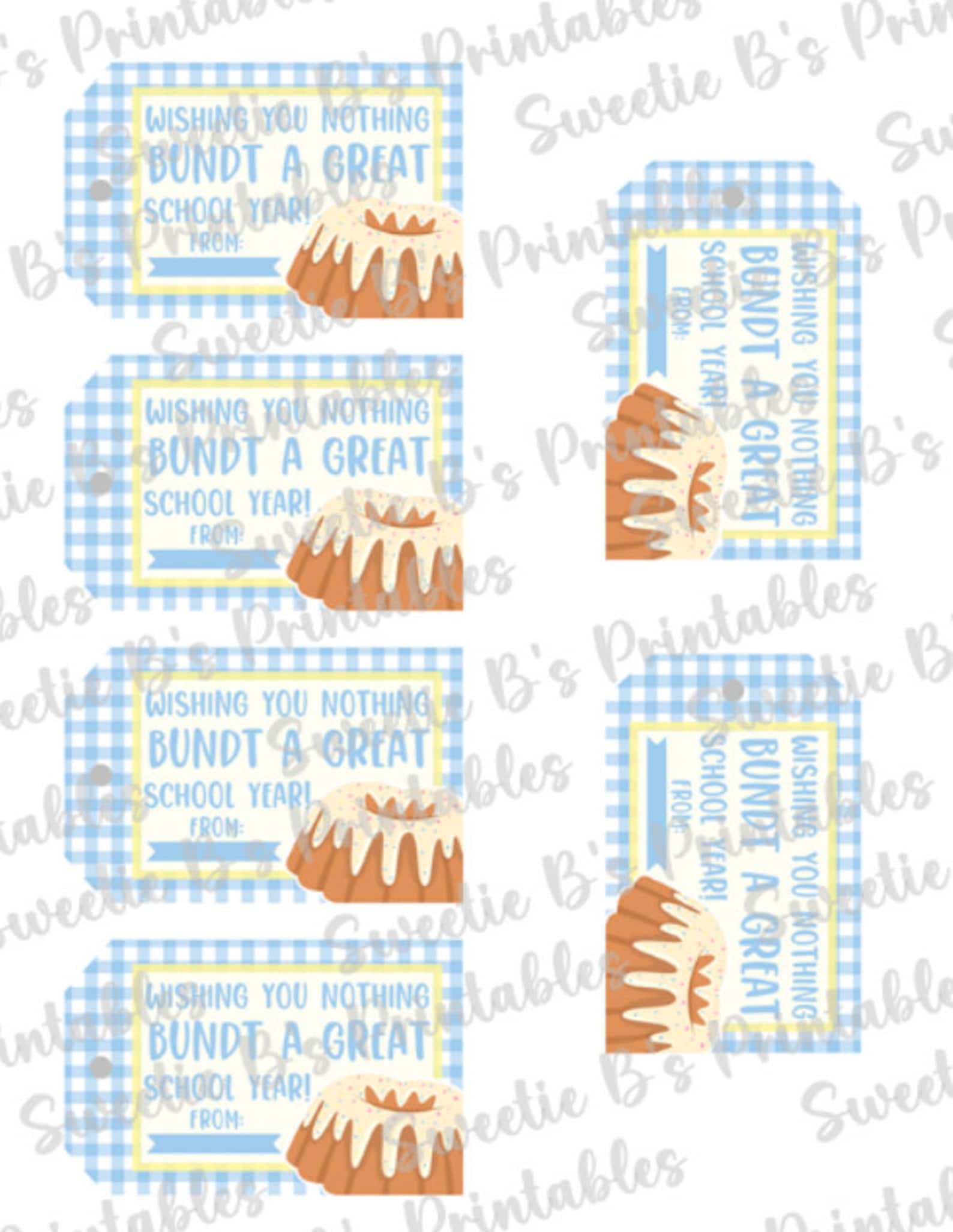 INSTANT DOWNLOAD- Teacher Appreciation Gift Tag - Teacher Gift - Bundt ...
