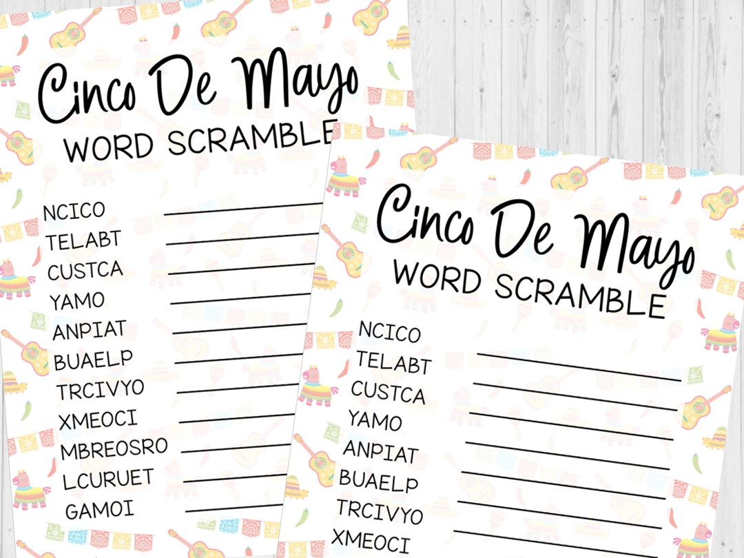 INSTANT DOWNLOAD Cinco De Mayo Word Scramble Printable - Cinco De Mayo ...