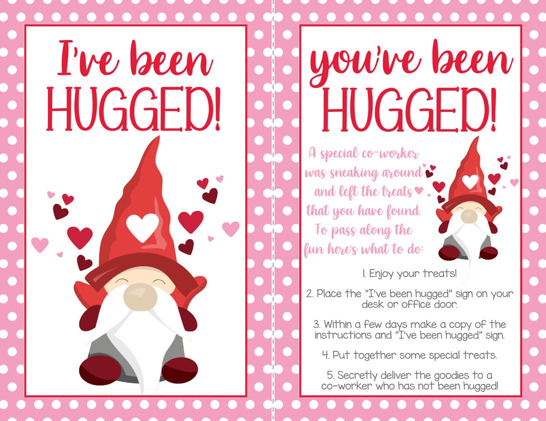 INSTANT DOWNLOAD Valentine's Day I've Been Hugged Printable - Coworker ...