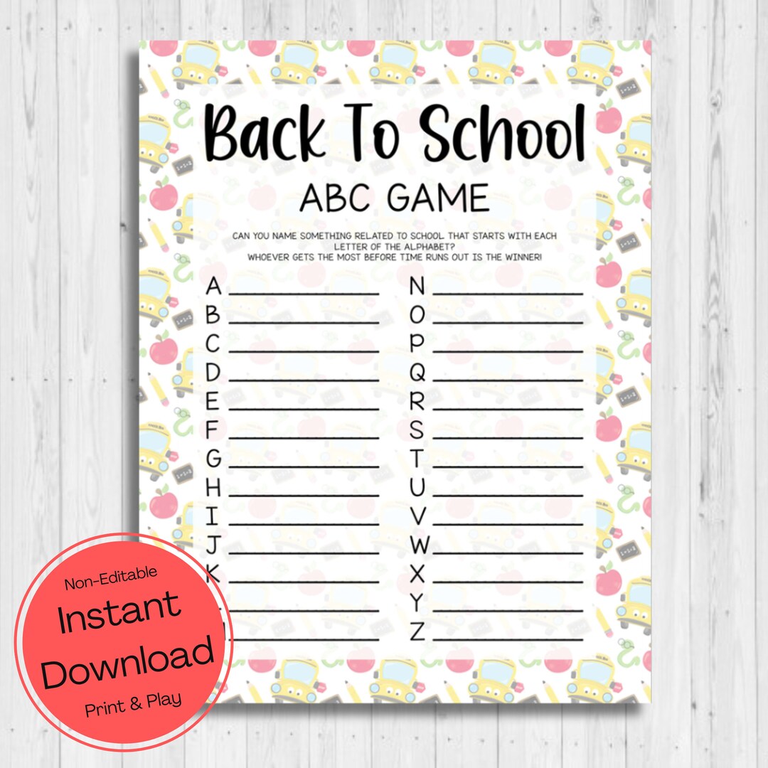 INSTANT DOWNLOAD Back to School ABC Game Printable - Back to School ...