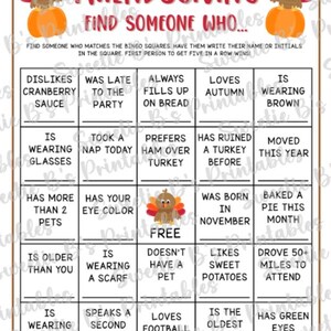 INSTANT DOWNLOAD Friendsgiving Mix & Mingle Bingo Printable - Autumn ...