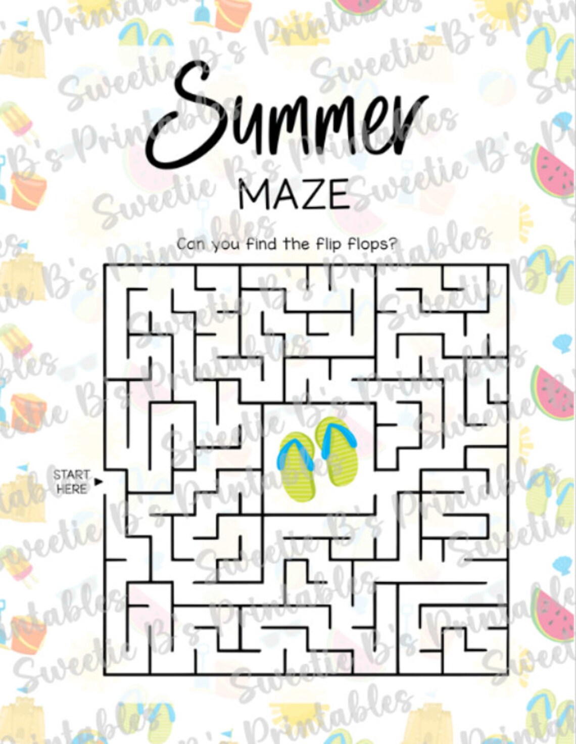 INSTANT DOWNLOAD Summer Maze Printable - Summer Game Printable - Summer ...