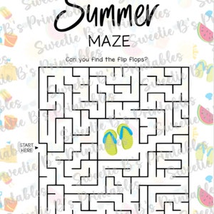 INSTANT DOWNLOAD Summer Maze Printable - Summer Game Printable - Summer ...