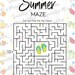 INSTANT DOWNLOAD Summer Maze Printable Summer Game Printable Summer ...