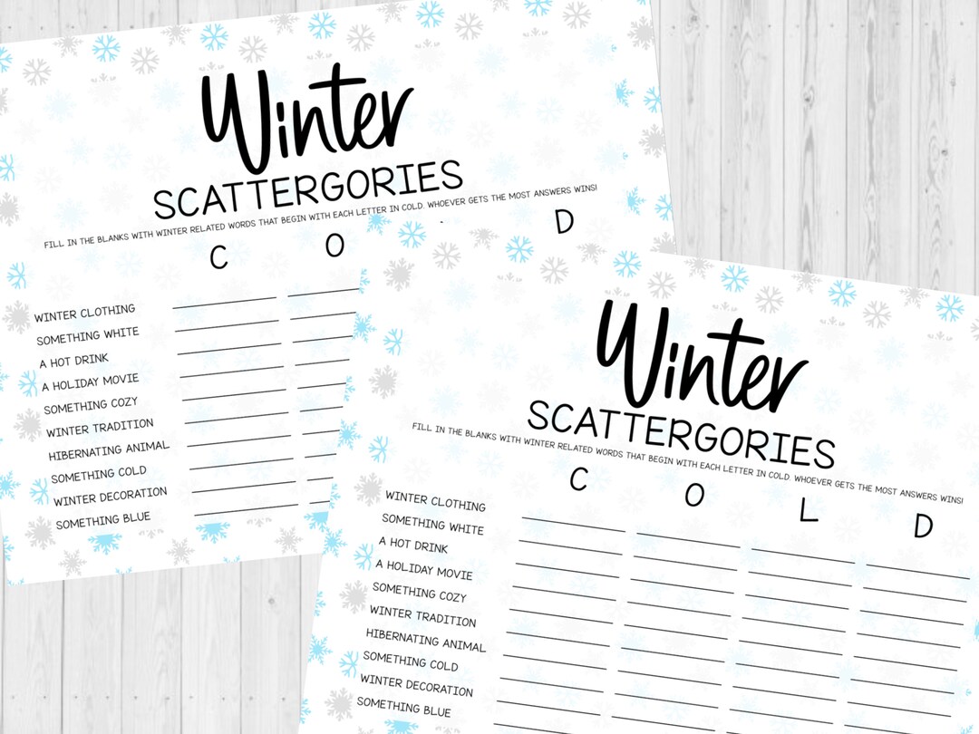 INSTANT DOWNLOAD Winter Scattergories Printable Game - Winter Game ...
