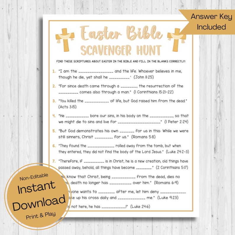 INSTANT DOWNLOAD Easter Bible Verse Scavenger Hunt Game Printable ...