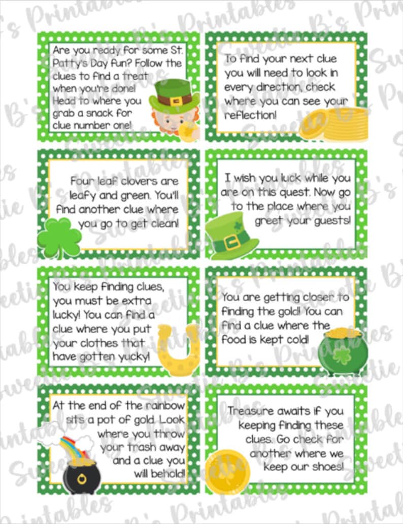 INSTANT DOWNLOAD St Patrick's Day Treasure Hunt Printable - St Patrick ...