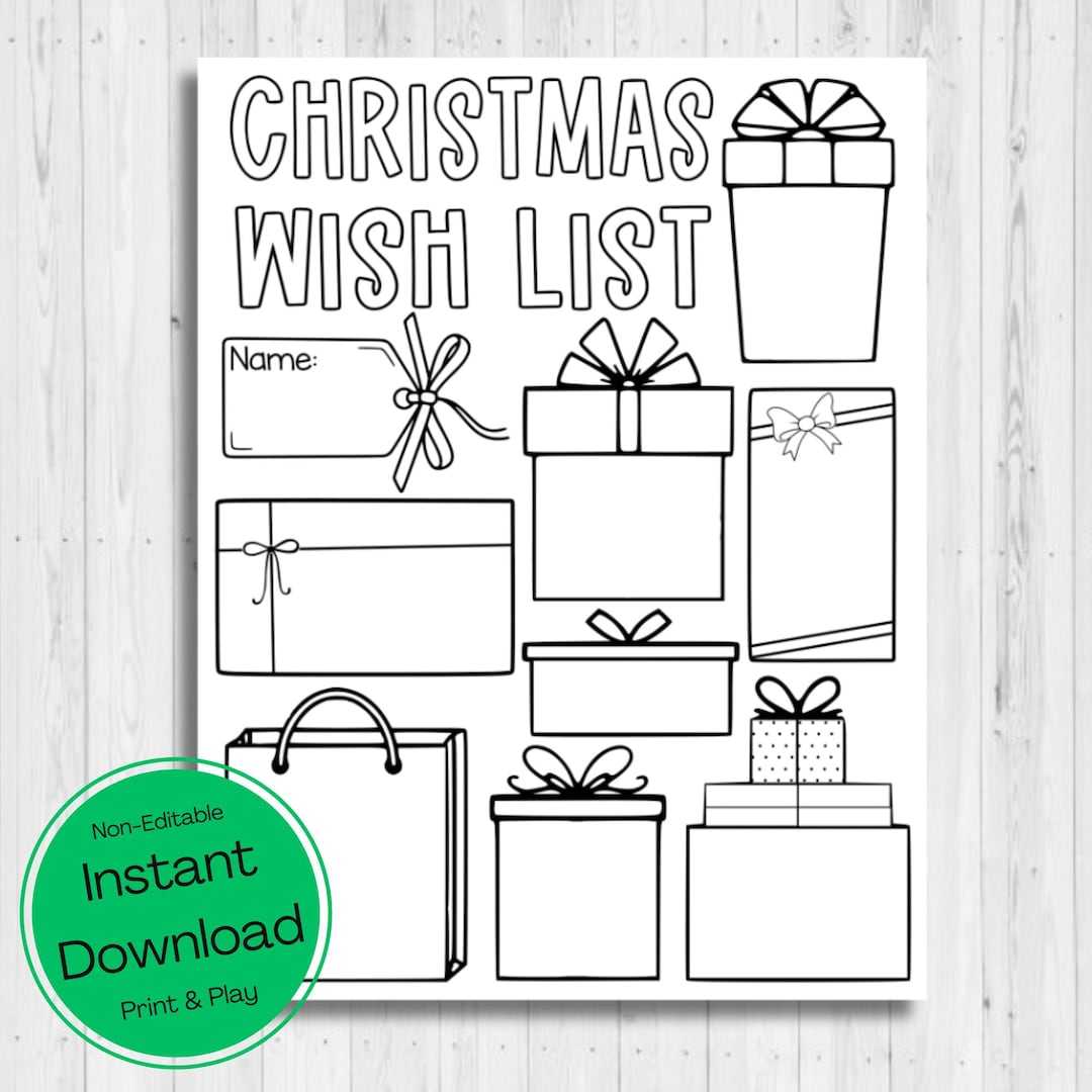 INSTANT DOWNLOAD Christmas Wish List Printable - Christmas Wish List ...