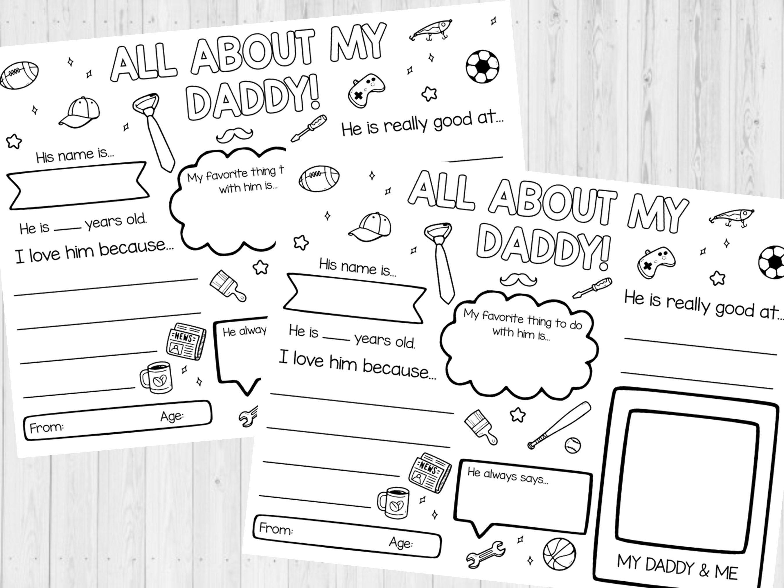 INSTANT DOWNLOAD All About My Daddy Printable Father's Day Printable ...