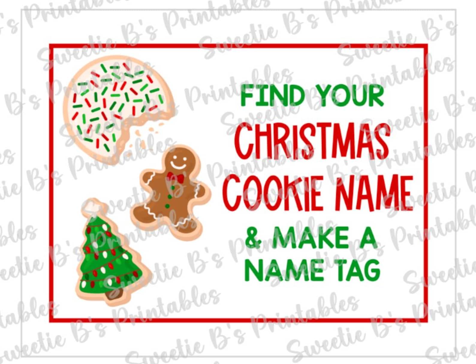 INSTANT DOWNLOAD What's Your Christmas Cookie Name Printable Holiday ...