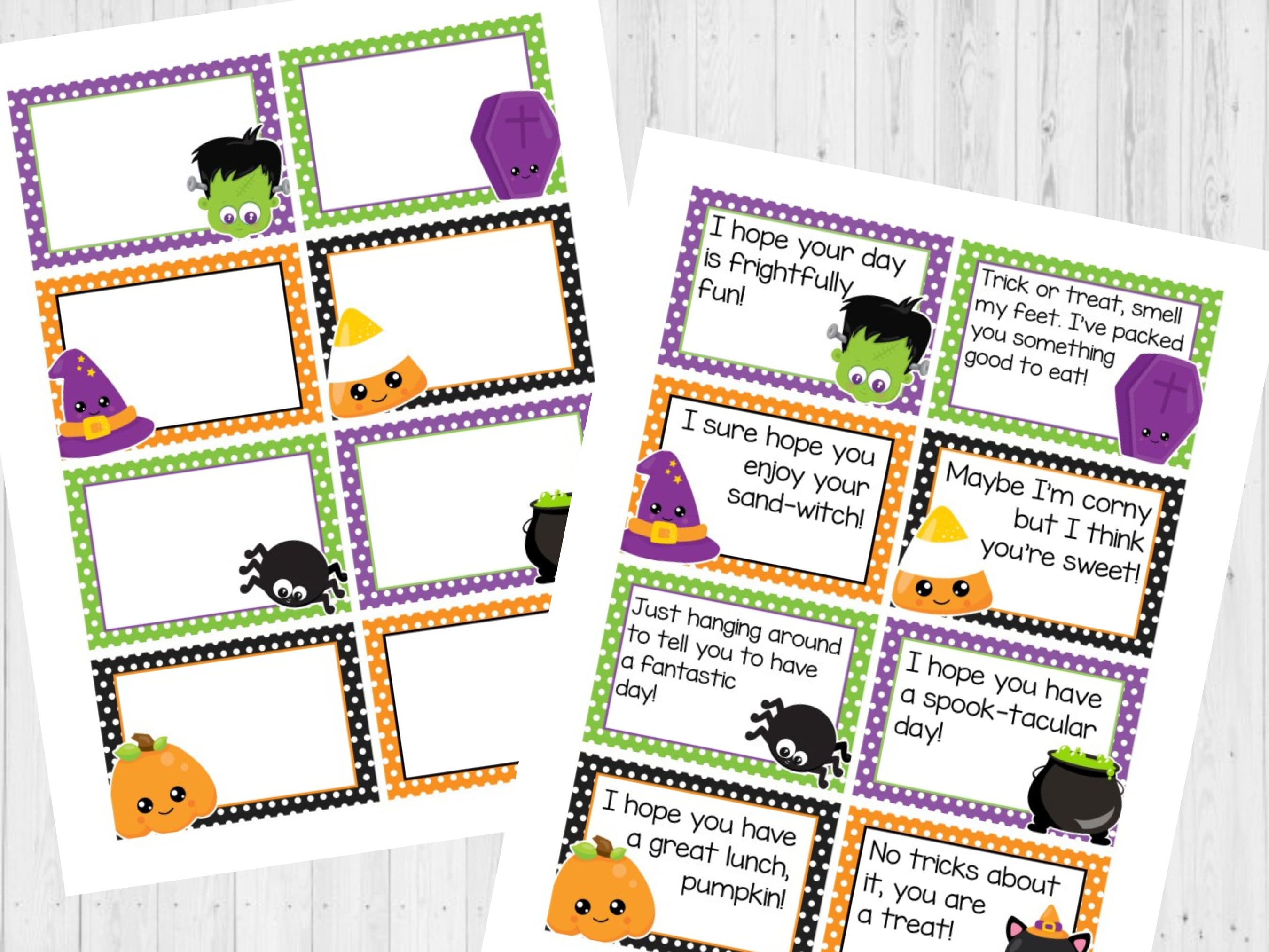 INSTANT DOWNLOAD Halloween Lunchbox Notes Printable - Halloween Note ...