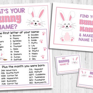 INSTANT DOWNLOAD What's Your Bunny Name Printable - Easter Party Game ...