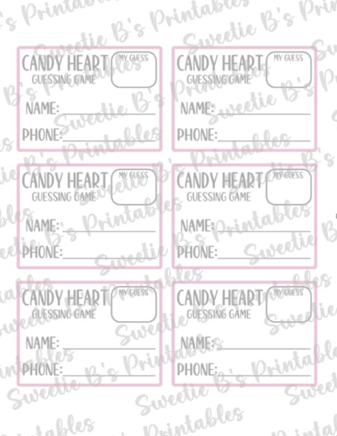 INSTANT DOWNLOAD Guess How Many Candy Hearts Printable - Valentine's ...