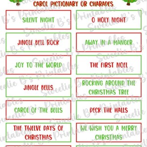 INSTANT DOWNLOAD Christmas Carol Pictionary or Charades Printable ...