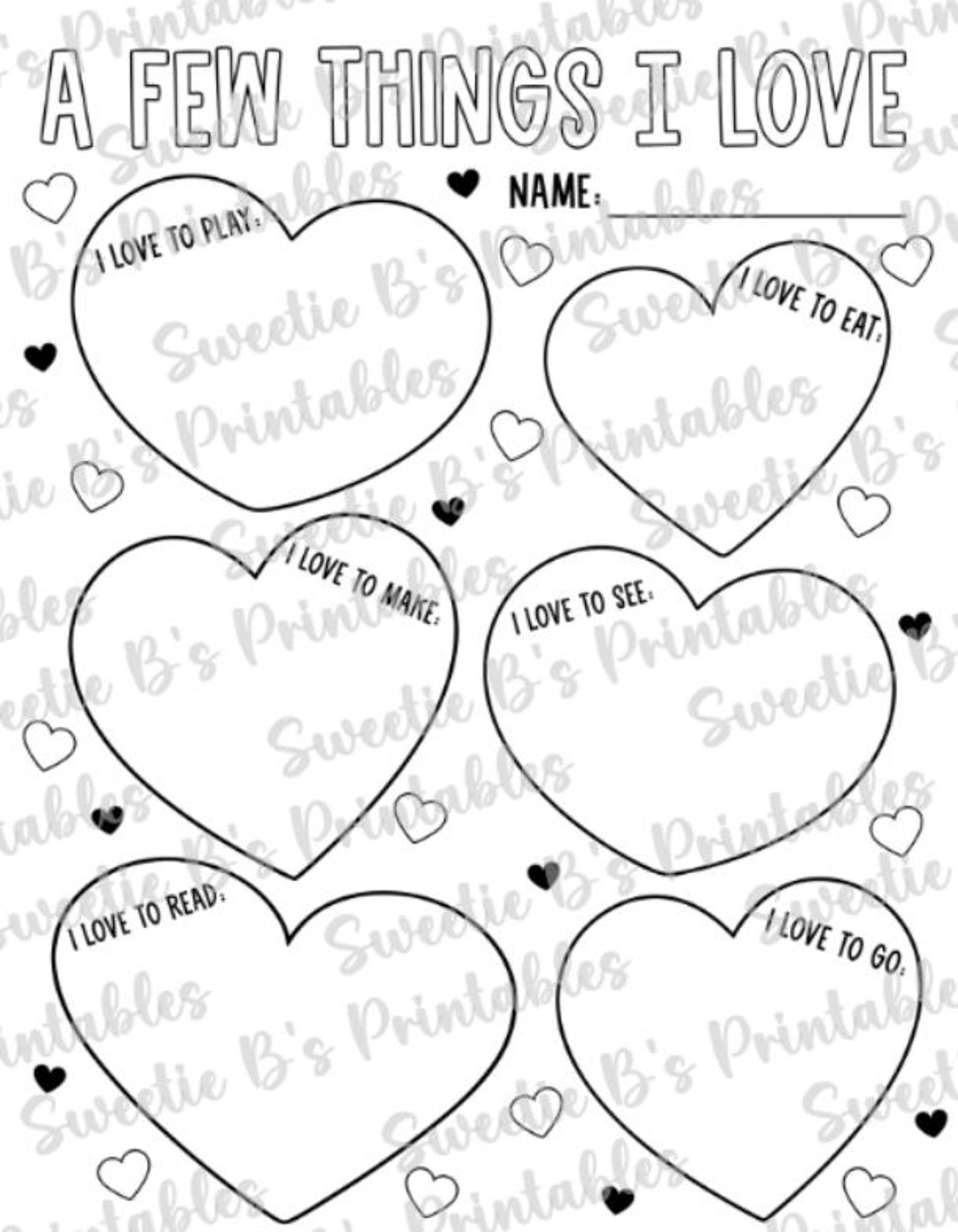 INSTANT DOWNLOAD - A Few Things I Love Printable - Classroom Valentine ...