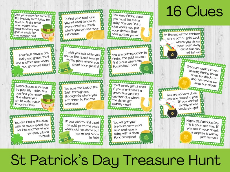 INSTANT DOWNLOAD St Patrick's Day Treasure Hunt Printable - St Patrick ...