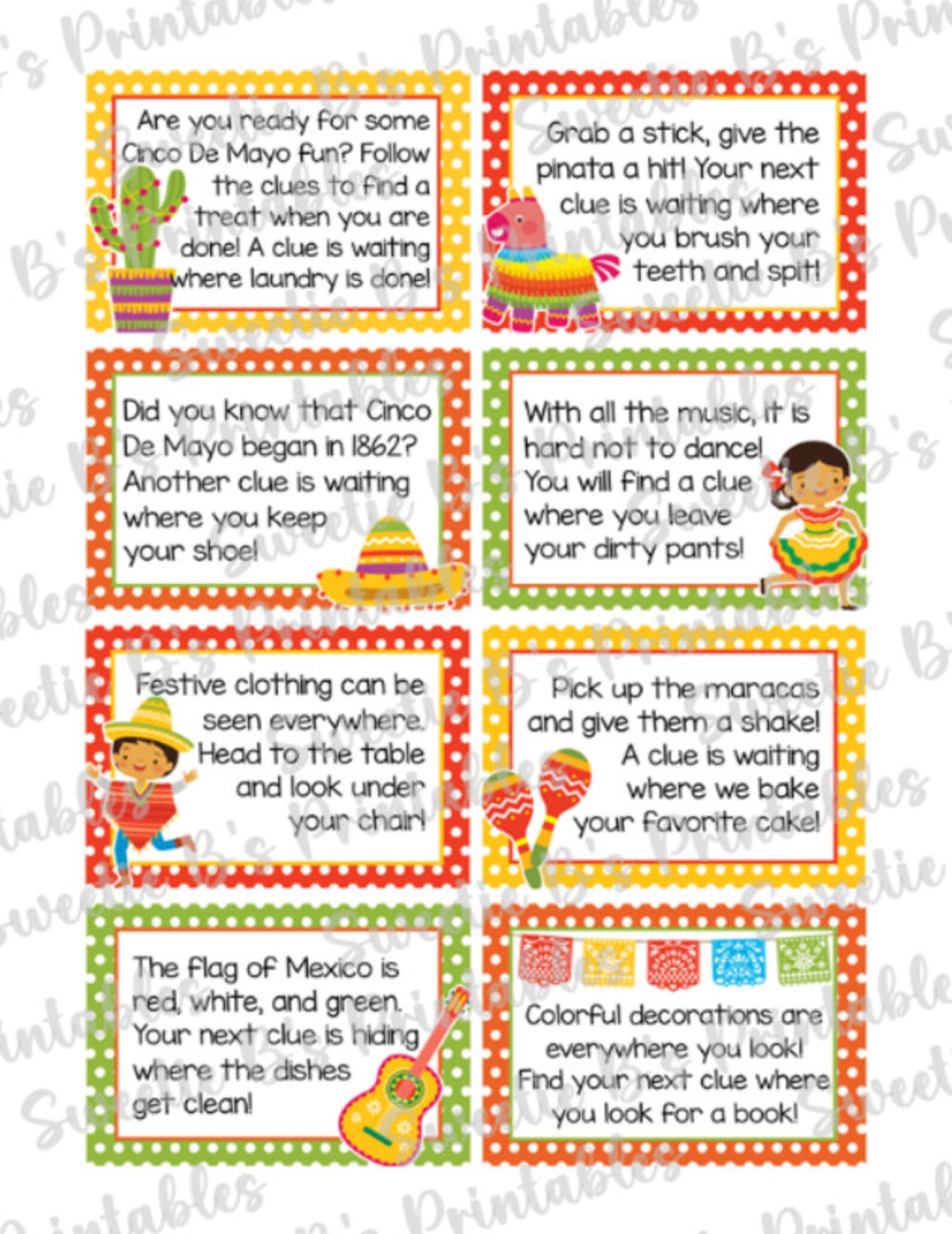 INSTANT DOWNLOAD Cinco De Mayo Treasure Hunt Printable - Cinco De Mayo ...