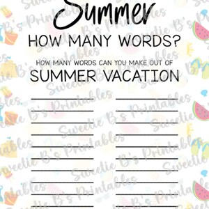INSTANT DOWNLOAD Summer Activity Sheet Printable Bundle - Summer Game ...