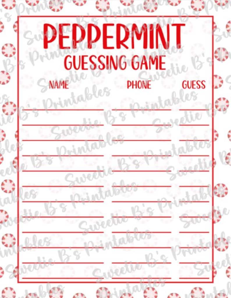 INSTANT DOWNLOAD Guess How Many Peppermints Printable - Holiday ...