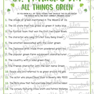 INSTANT DOWNLOAD St Patrick's Day Trivia Game Printable - St Paddy's ...