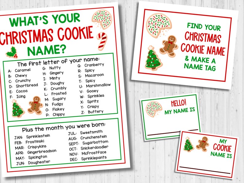INSTANT DOWNLOAD What's Your Christmas Cookie Name Printable - Holiday ...
