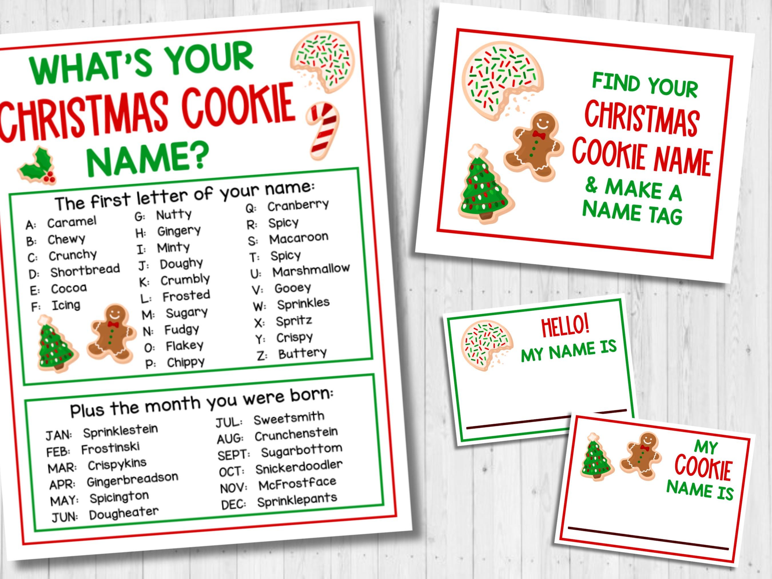 INSTANT DOWNLOAD What's Your Christmas Cookie Name Printable Holiday ...