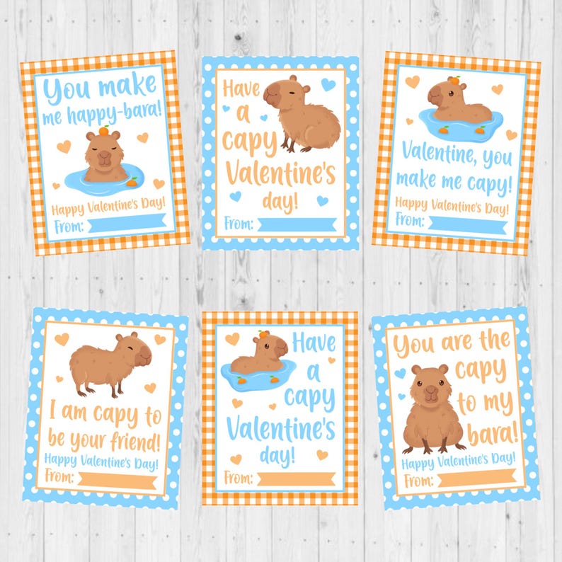 INSTANT DOWNLOAD - Capybara Valentine Card Printable - Kids Printable ...