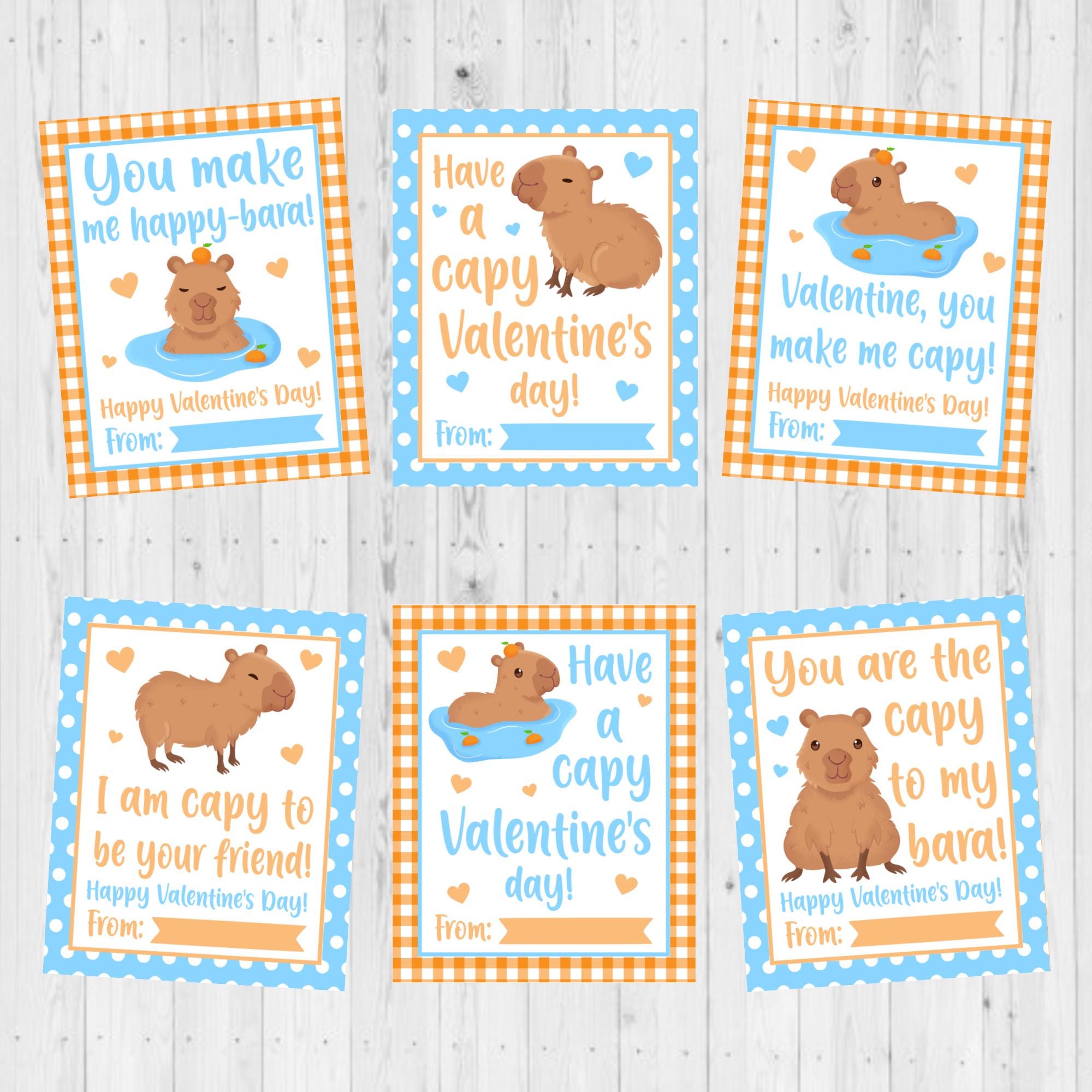 INSTANT DOWNLOAD - Capybara Valentine Card Printable - Kids Printable ...