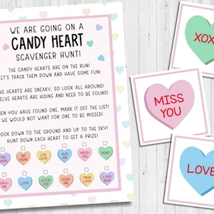 INSTANT DOWNLOAD Valentine's Day Candy Heart Scavenger Hunt Printable ...